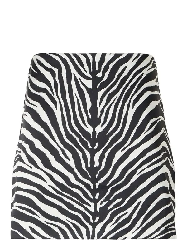 CALA DE LA CRUZ Zebra-print Crepe Mini Skirt - Black