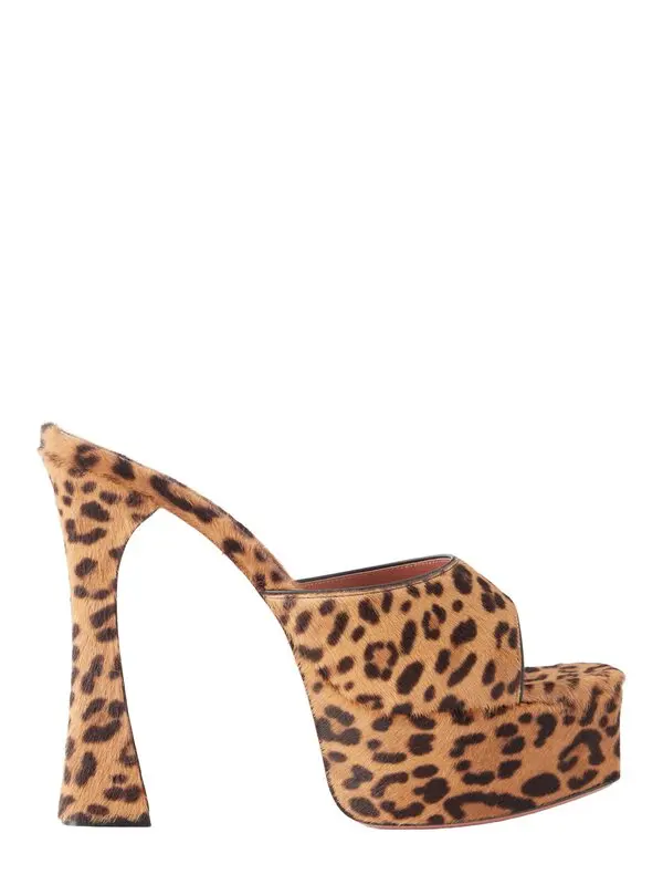 Amina Muaddi Dalida 140 Leopard-print Calf Hair Sandals - Leopard Print