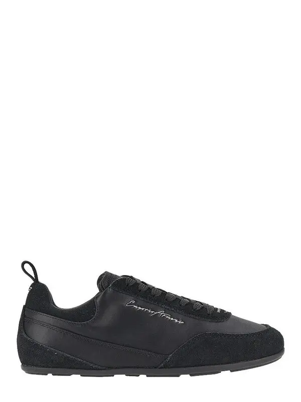 Emporio Armani Sneakers In Satin And Suede Leather - Black