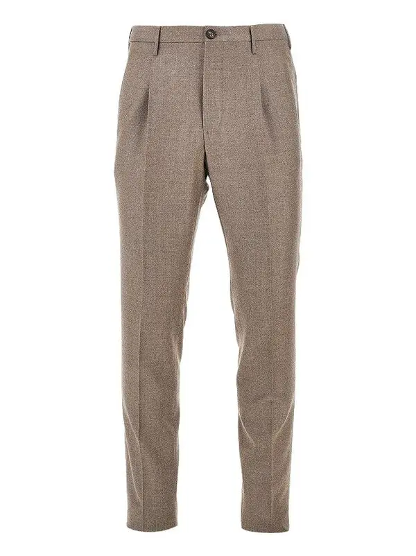 Incotex Pattern Super 100's Wool Pants - Brown