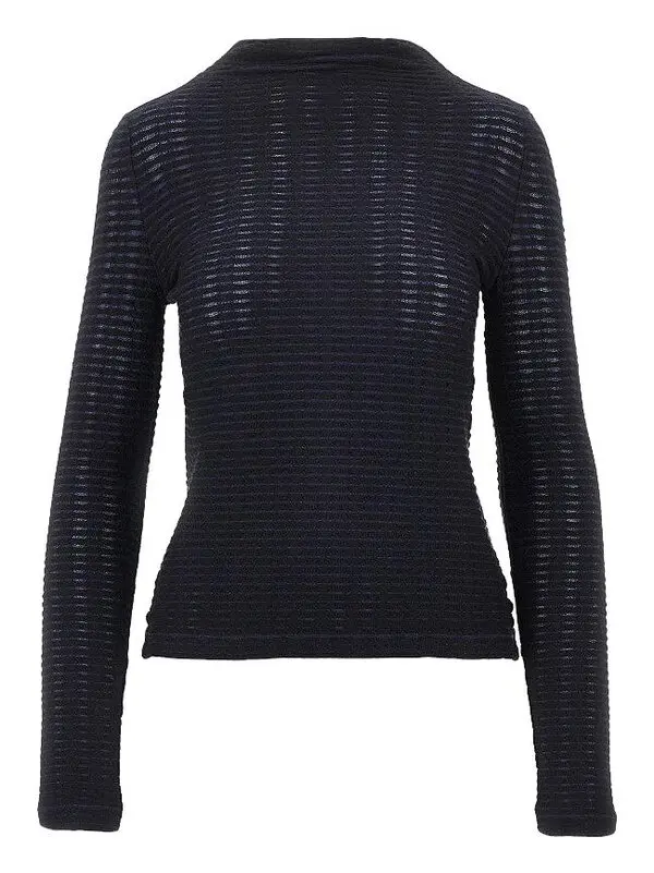 Emporio Armani Triped Jacquard Jerey Top - Black