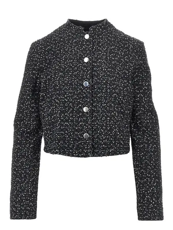Emporio Armani Sequinned Denim Short Jacket - Blue