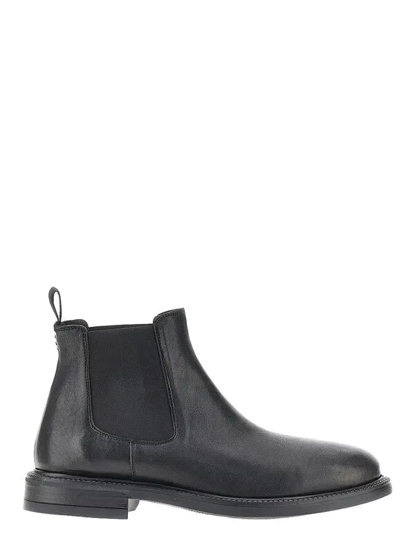 JUAN LACARCEL BY CALCE Leather Chelsea Boots With Elastic Inserts - Black