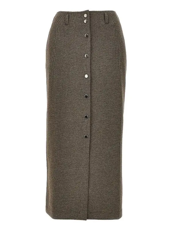 Emporio Armani Knitted Midi Skirt - Brown