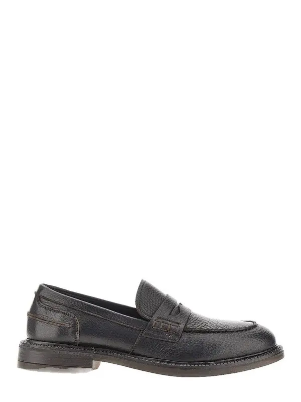 JUAN LACARCEL BY CALCE Grained Leather Loafers - Brown