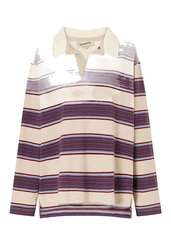 SANDERLAK Striped Cotton-jersey Polo Shirt - Multi