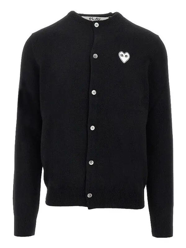 Play Comme Des Garcon Wool Cardigan With Heart Patch An - Black
