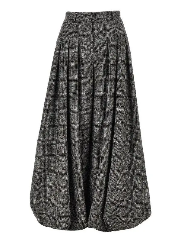 Emporio Armani Prince Of Wales Wide-leg Pants - Grey
