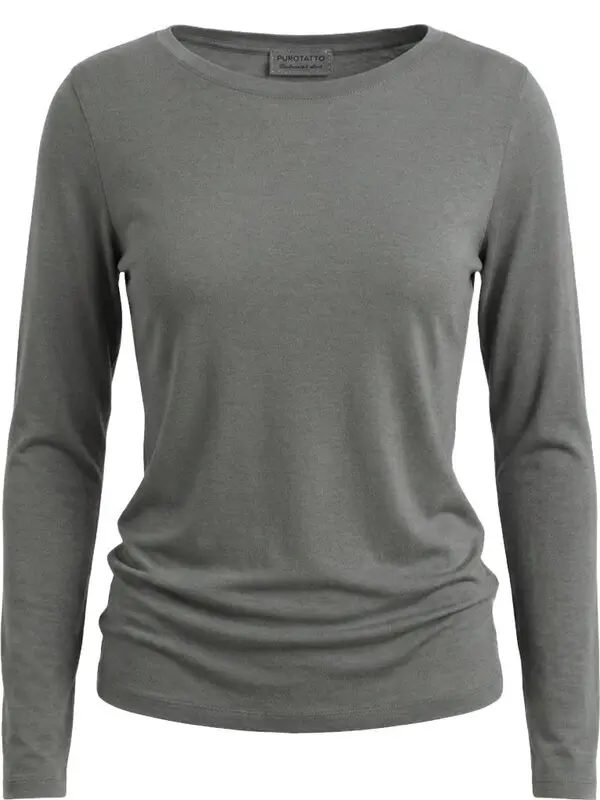 PUROTATTO Long-sleeve Round Neck Sweater - No