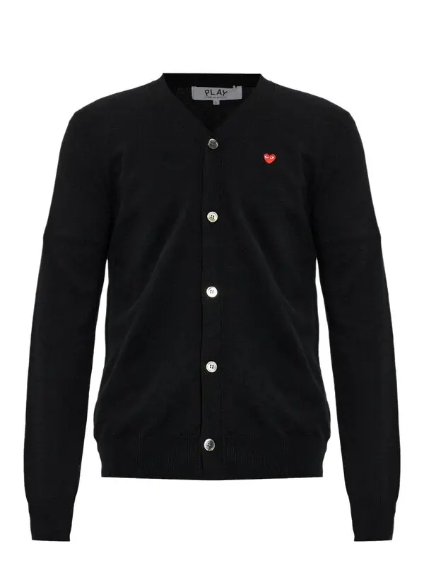 Play Comme Des Garcon Comme Des Garçons Play Logo-patch Buttoned Cardigan - Black