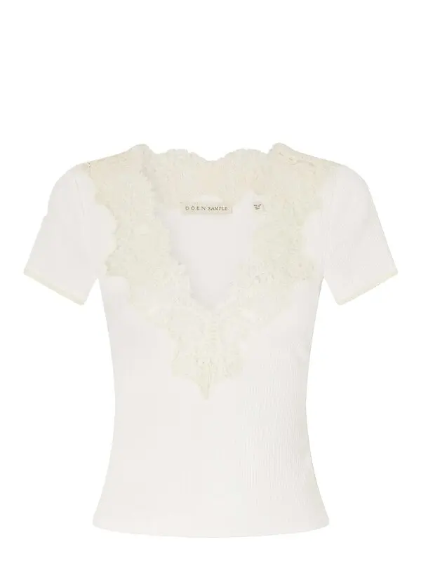 DÔEN Nalia Lace-trimmed Organic Cotton T-shirt - White