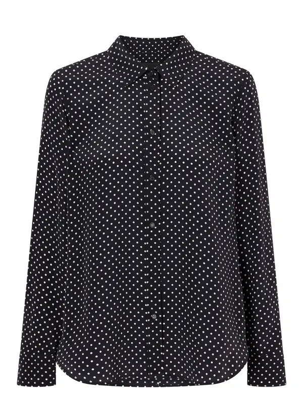 NILI LOTAN Gaia Polka-dot Silk Crepe De Chine Shirt - Navy
