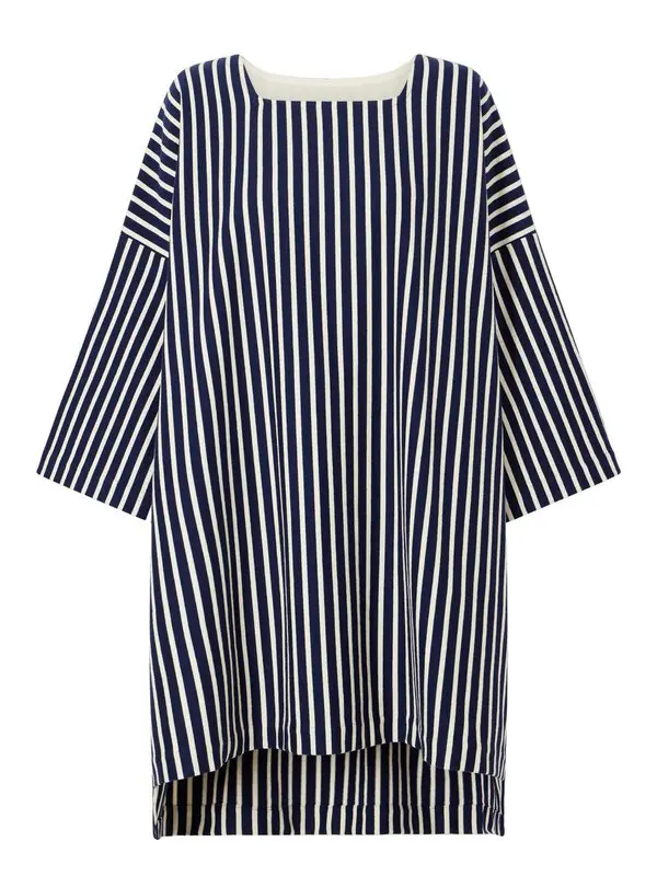 LES VACANCES D’IRINA Les Vacances D'irina Marinière Striped Cotton Mini Dress - Blue