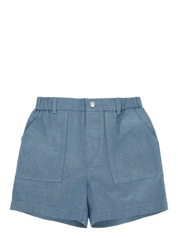 Moncler Elasticated Waistband Logo Patch Shorts - Blue