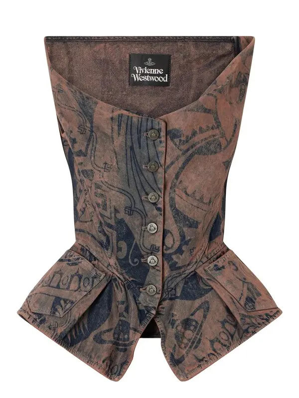 VIVIENNE WESTWOOD Printed Organic Denim Cami - Brown