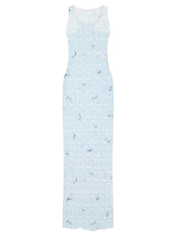 Emilio Pucci Printed Tulle Maxi Dress - Light Blue