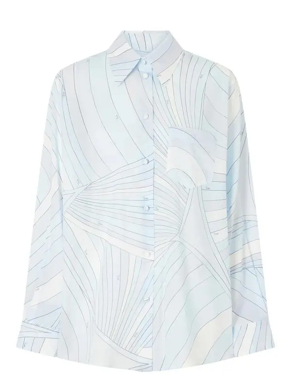 Emilio Pucci Printed Cotton-muslin Shirt - Blue