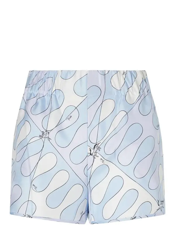 Emilio Pucci Printed Silk-twill Shorts - Blue