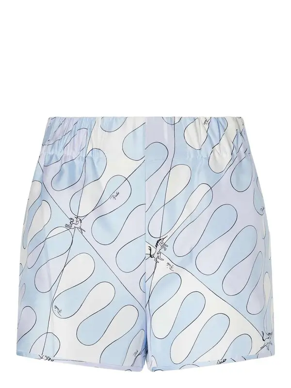 Emilio Pucci Printed Silk-twill Shorts - Light Blue