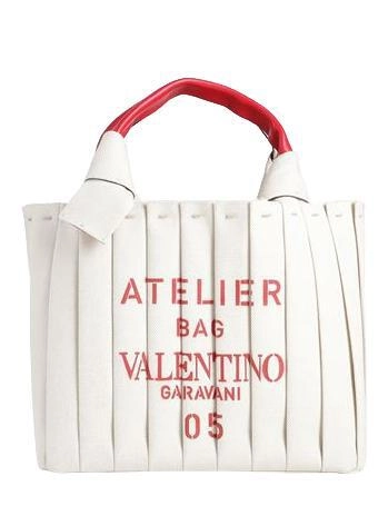 Valentino Garavani Textile Fibers And Leather Shopper Bag - Ivory