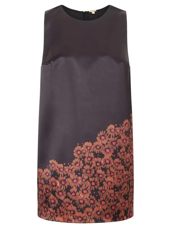 CALA DE LA CRUZ Floral-print Satin Dress - Black