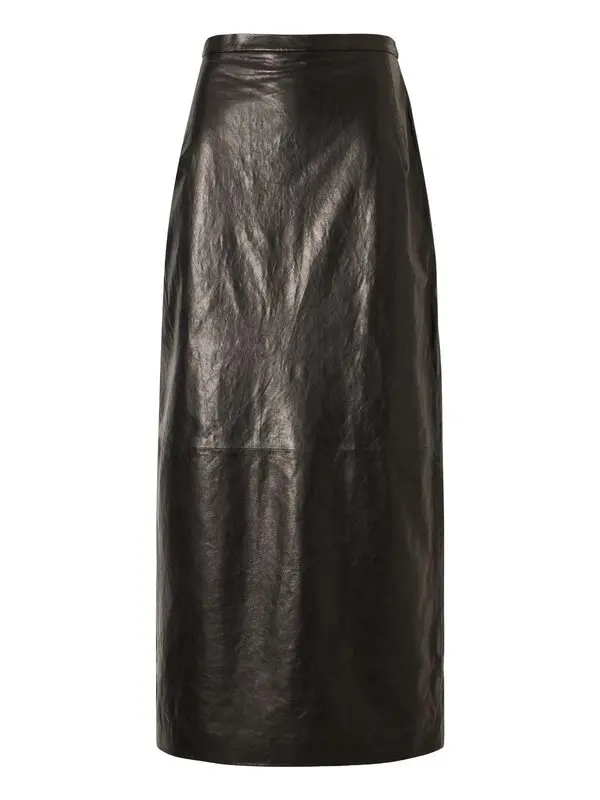 Magda Butrym Leather Midi Skirt - Black
