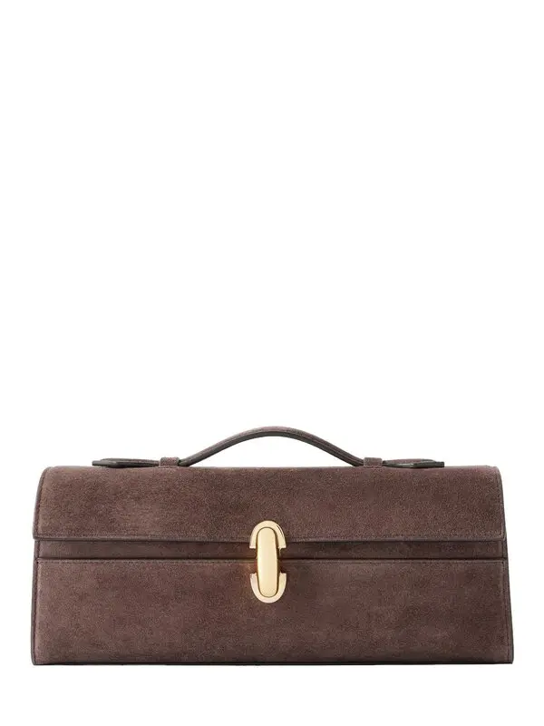 Savette Slim Pochette Suede Tote - Brown