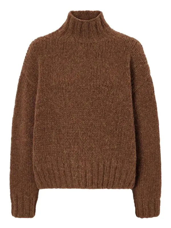 LAUREN MANOOGIAN Alpaca, Merino Wool And Cotton-blend Turtleneck Sweater - Brown