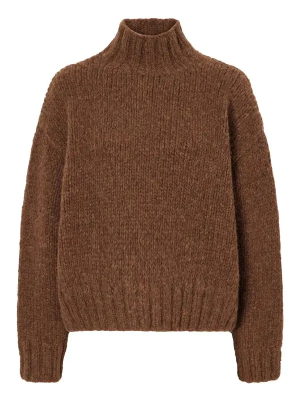LAUREN MANOOGIAN Alpaca, Merino Wool And Cotton-blend Turtleneck Sweater - Brown