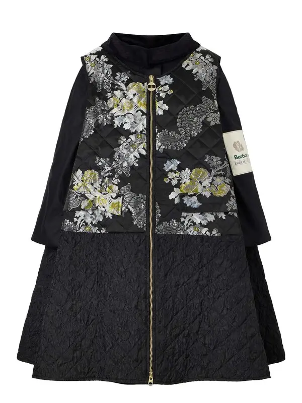 Erdem Barbour Embellished Waxed Cotton-jacquard Coat - Black