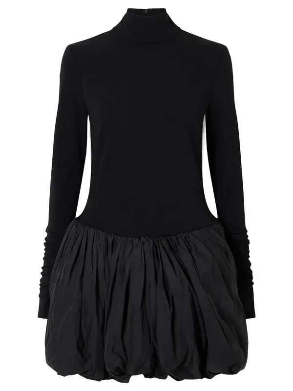 Magda Butrym Wool-blend Jersey And Shell Balloon Mini Dress - Black