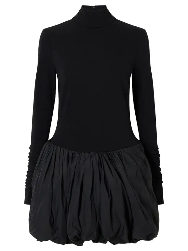 Magda Butrym Wool-blend Jersey And Shell Balloon Mini Dress - Black