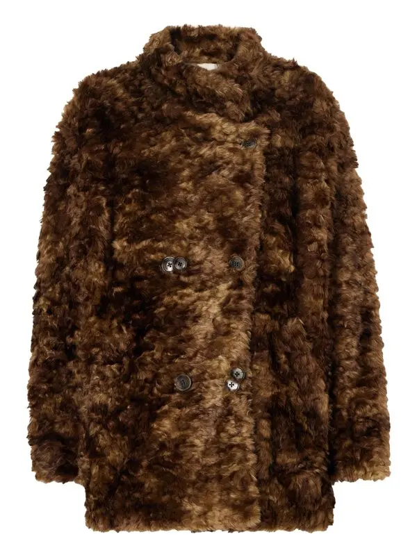 MARANT ETOILE Jya Double-breasted Plush Jacket - Brown