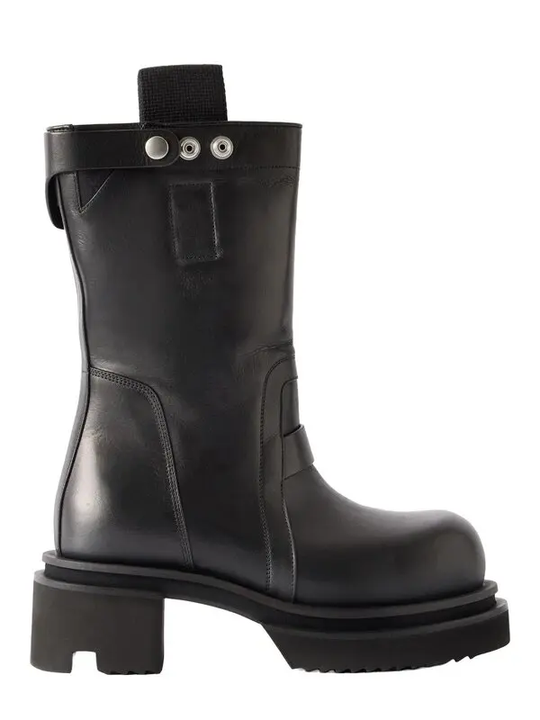 Rick Owens Bogun Leather Knee Boots - Black
