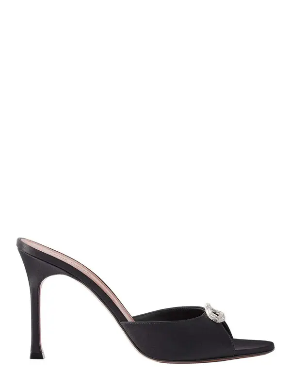 Amina Muaddi Mini Camelia 95 Embellished Satin Sandals - Black