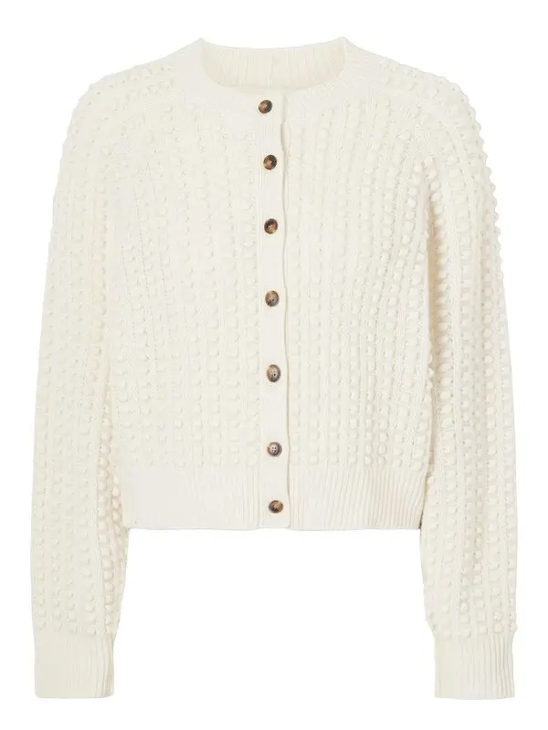 Loulou De Saison Edie Bubble-stitch Cashmere Cardigan - Ivory
