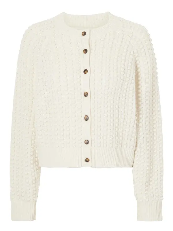 Loulou De Saison Edie Bubble-stitch Cashmere Cardigan - Neutrals