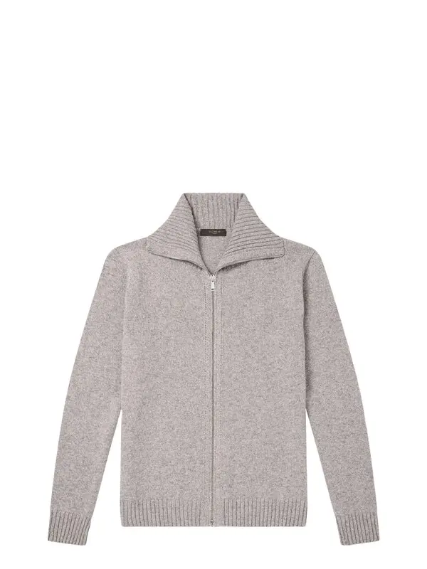 SLOWEAR Zanone Virgin Wool Knitted Zip-up Hoodie - Gray