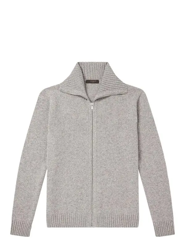 SLOWEAR Zanone Virgin Wool Knitted Zip-up Hoodie - Gray