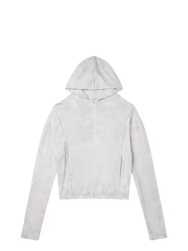 ADON Printed Silk Zip-up Hoodie - Gray