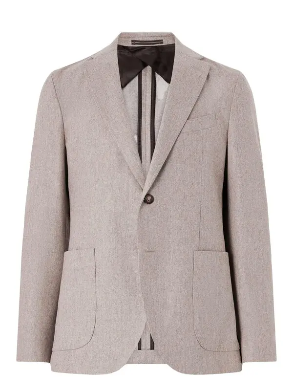 SLOWEAR Wool-blend Flannel Blazer Jacket - Beige
