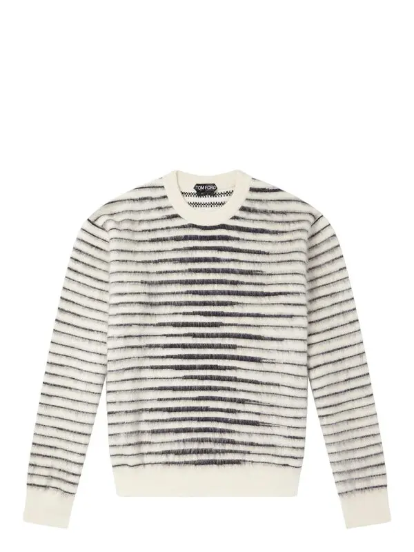 TOM FORD Striped Mohair-blend Sweater - White