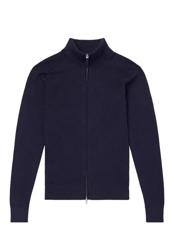 Zegna Cashmere And Silk-blend Zip-up Cardigan - Blue