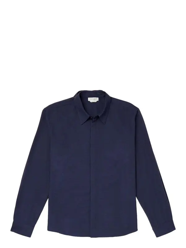 Gabriela Hearst Abbe Cotton And Cashmere-blend Shirt - Blue