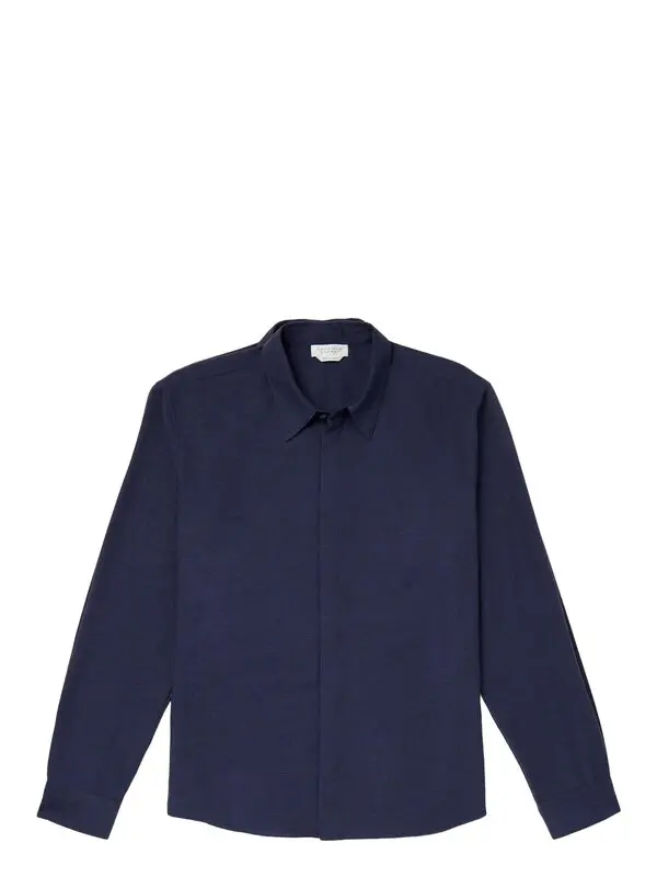 Gabriela Hearst Abbe Cotton And Cashmere-blend Shirt - Navy