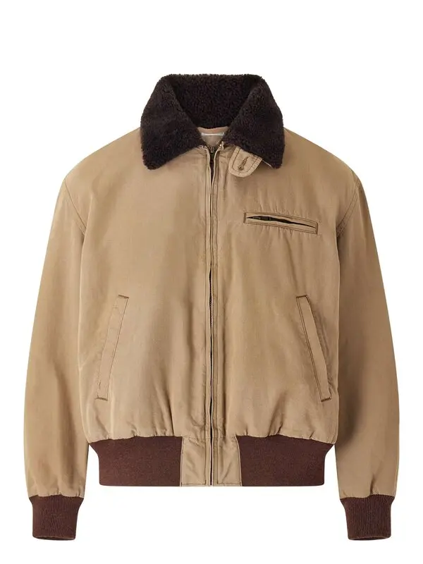 A.PRESSE Cotton And Wool-blend Bomber Jacket - Beige