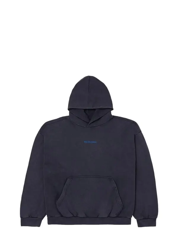 Balenciaga Logo-embroidered Cotton-jersey Hoodie - Blue