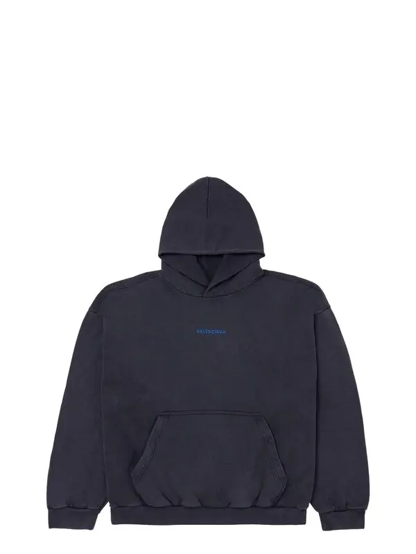 Balenciaga Logo-embroidered Cotton-jersey Hoodie - Navy