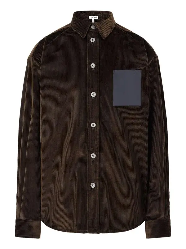 Loewe Leather-trimmed Cotton-corduroy Overshirt - Brown