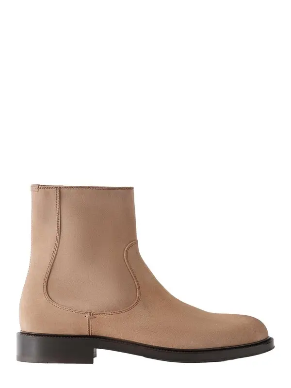 Brunello Cucinelli Waxed Suede Chelsea Boots - Beige